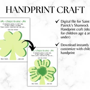 St. Patrick Handprint Art, Shamrock Handprint Craft, Holy Trinity ...