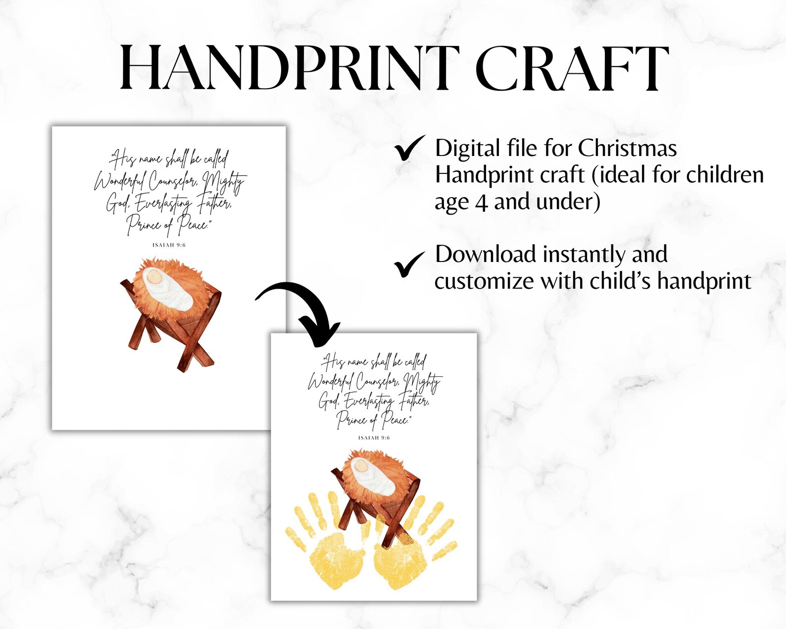 Nativity Handprint Christmas Craft, Baby Jesus Crafts for Bible Class ...