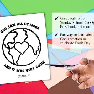 Torn Paper Sunday School Craft on God's Creation Story, Earth Day ...
