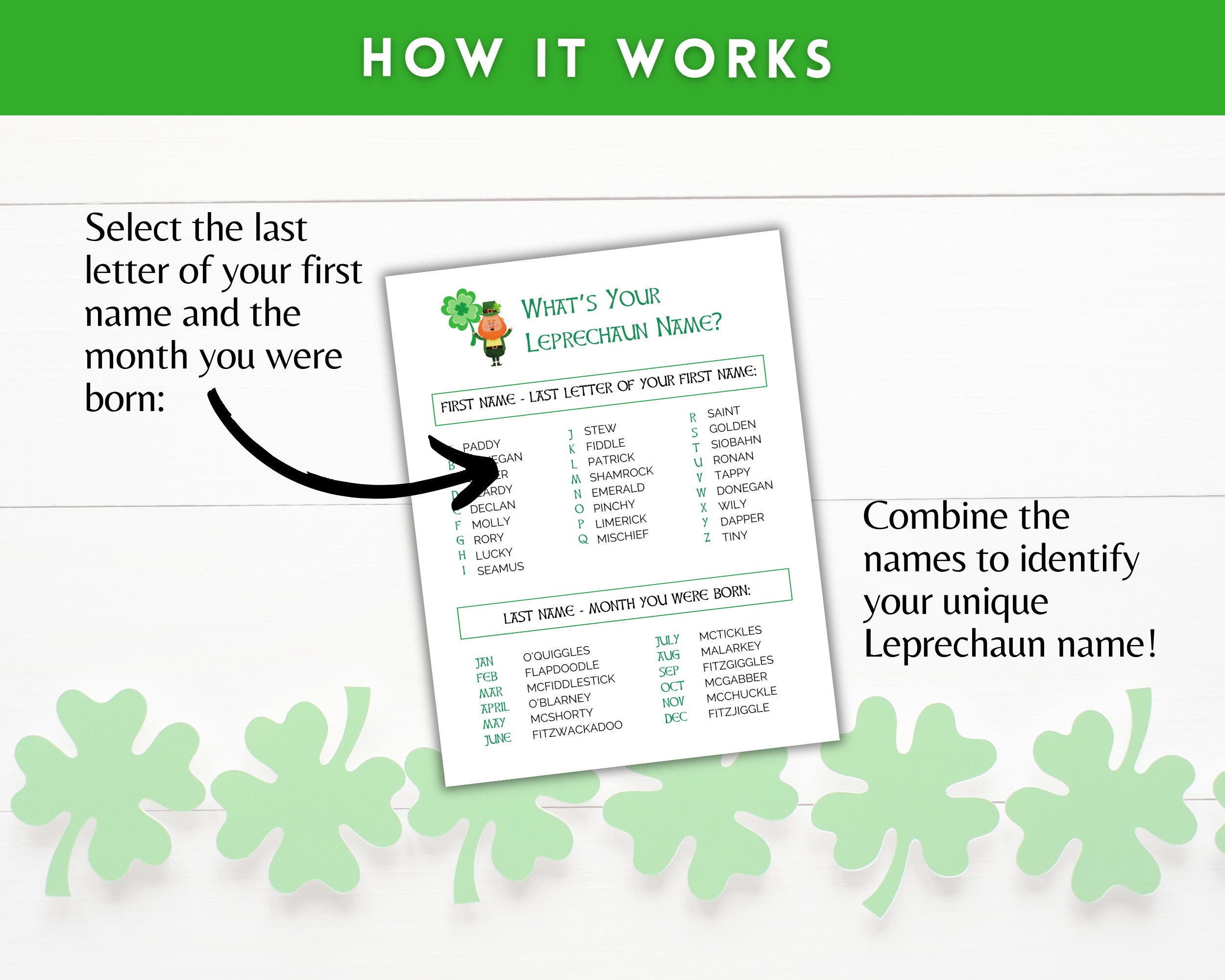 Leprechaun Name Game Printable, Whats Your Leprechaun Name St Patricks ...