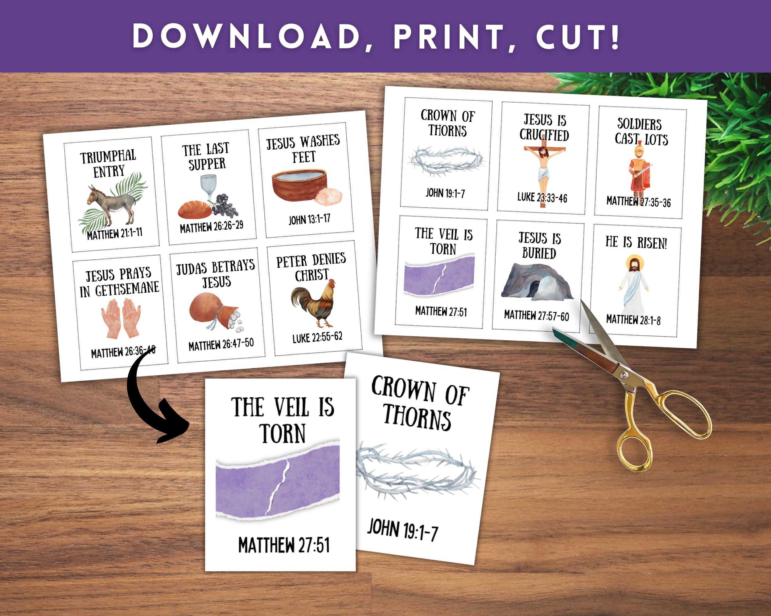 Easter Story Cards for Resurrection Eggs, Bible Study Sunday School ...