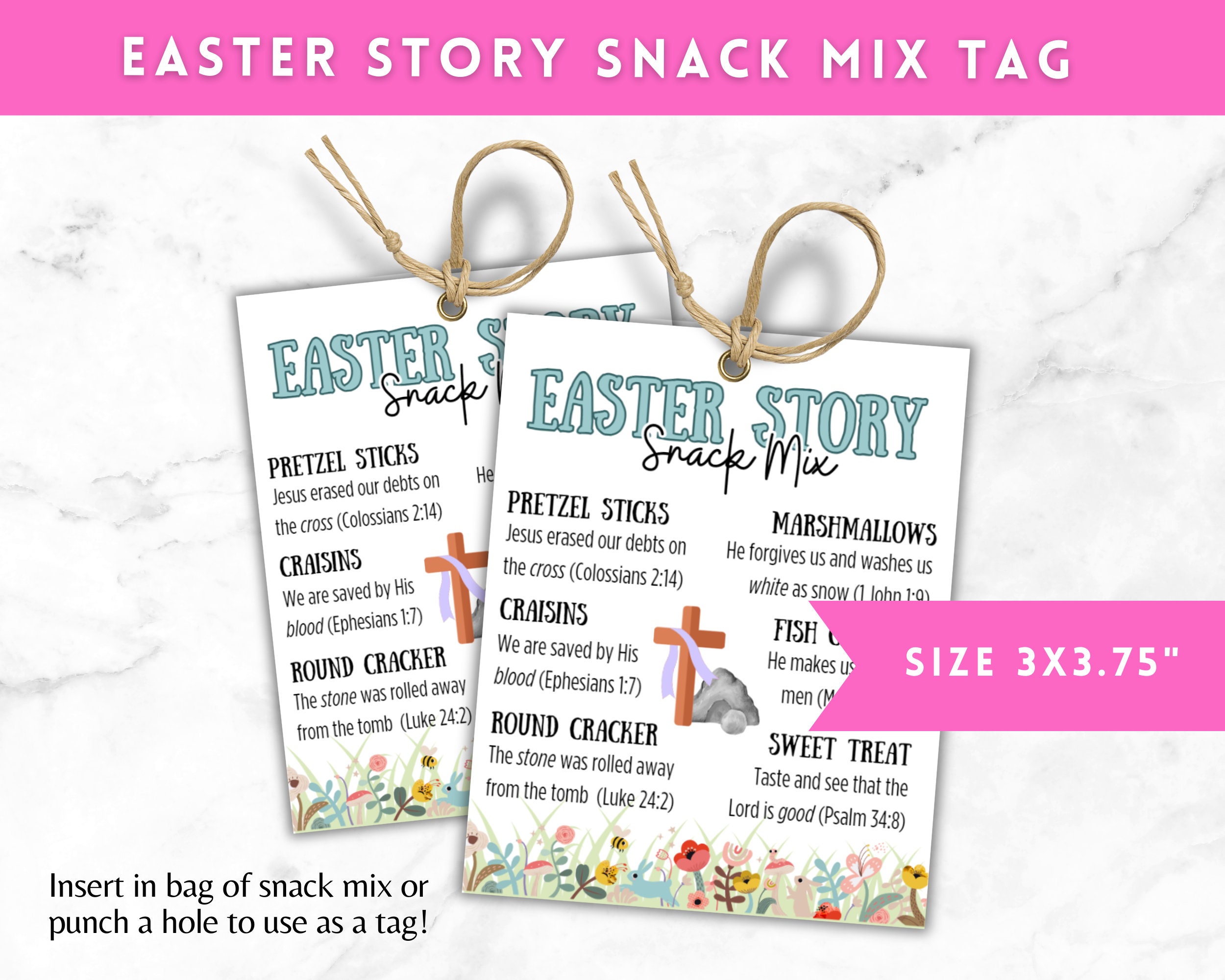 Easter Story Snack Mix Tag, Printable Easter Story Gift Tag, Easter ...