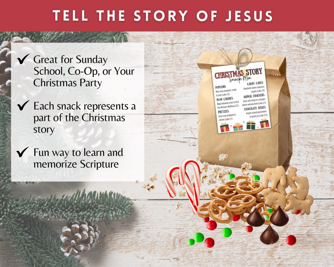 Nativity Story Snack Mix Topper, Christmas Story Snack Mix, Christmas ...