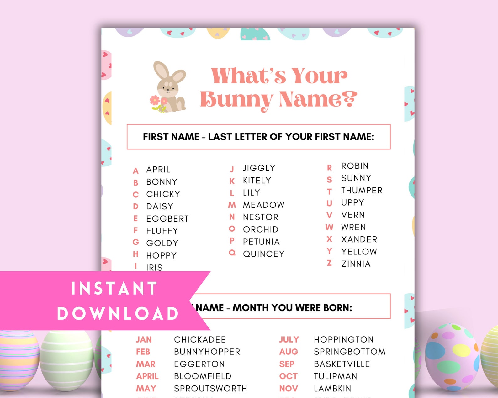 What's Your Easter Bunny Name, Easter Games Printable, Easter Games for ...
