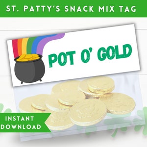 Pot of Gold Treat Bag Topper, St Patricks Day Tags, Saint Patricks Day ...