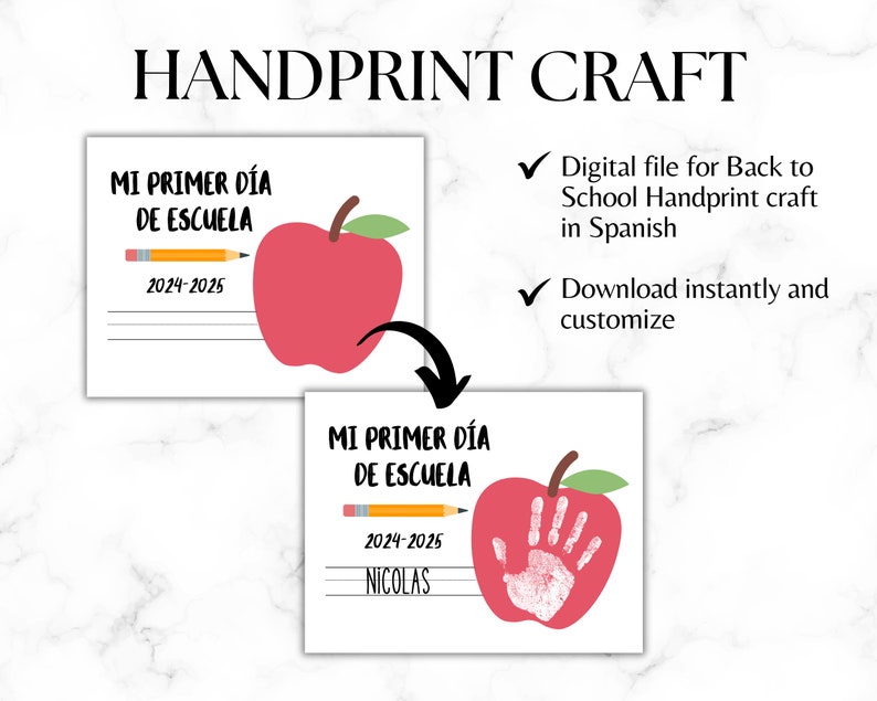 Back to School Spanish Handprint Art, Preschool Sign, Handprint Craft ...