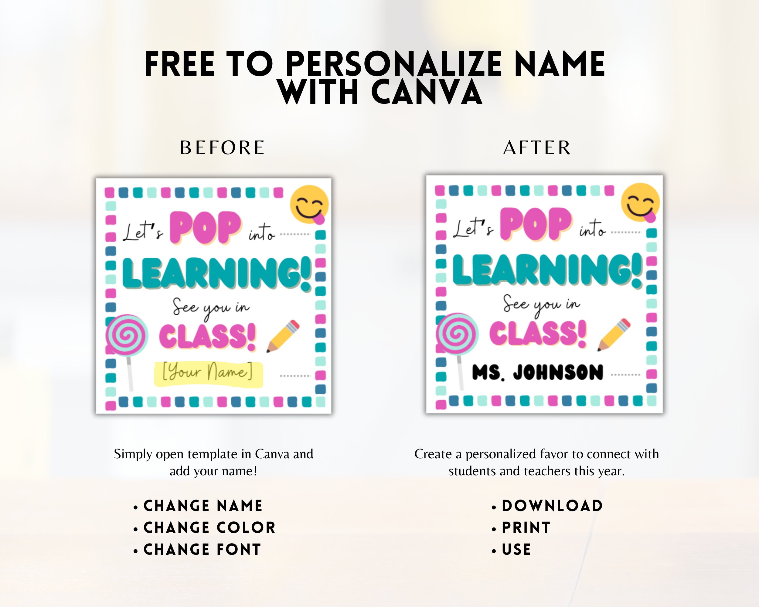Editable Meet the Teacher Pop Tag, Back to School Lollipop Tag, First ...