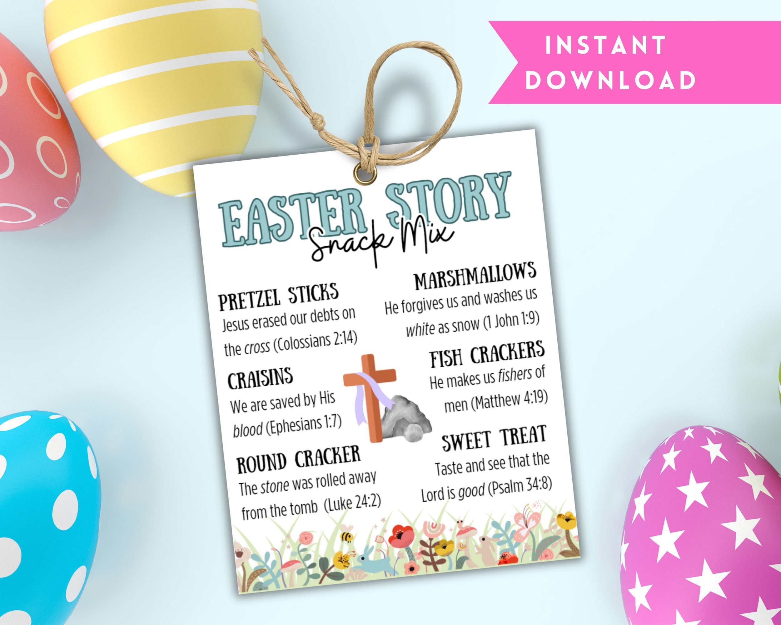 Easter Story Snack Mix Tag, Printable Easter Story Gift Tag, Easter ...
