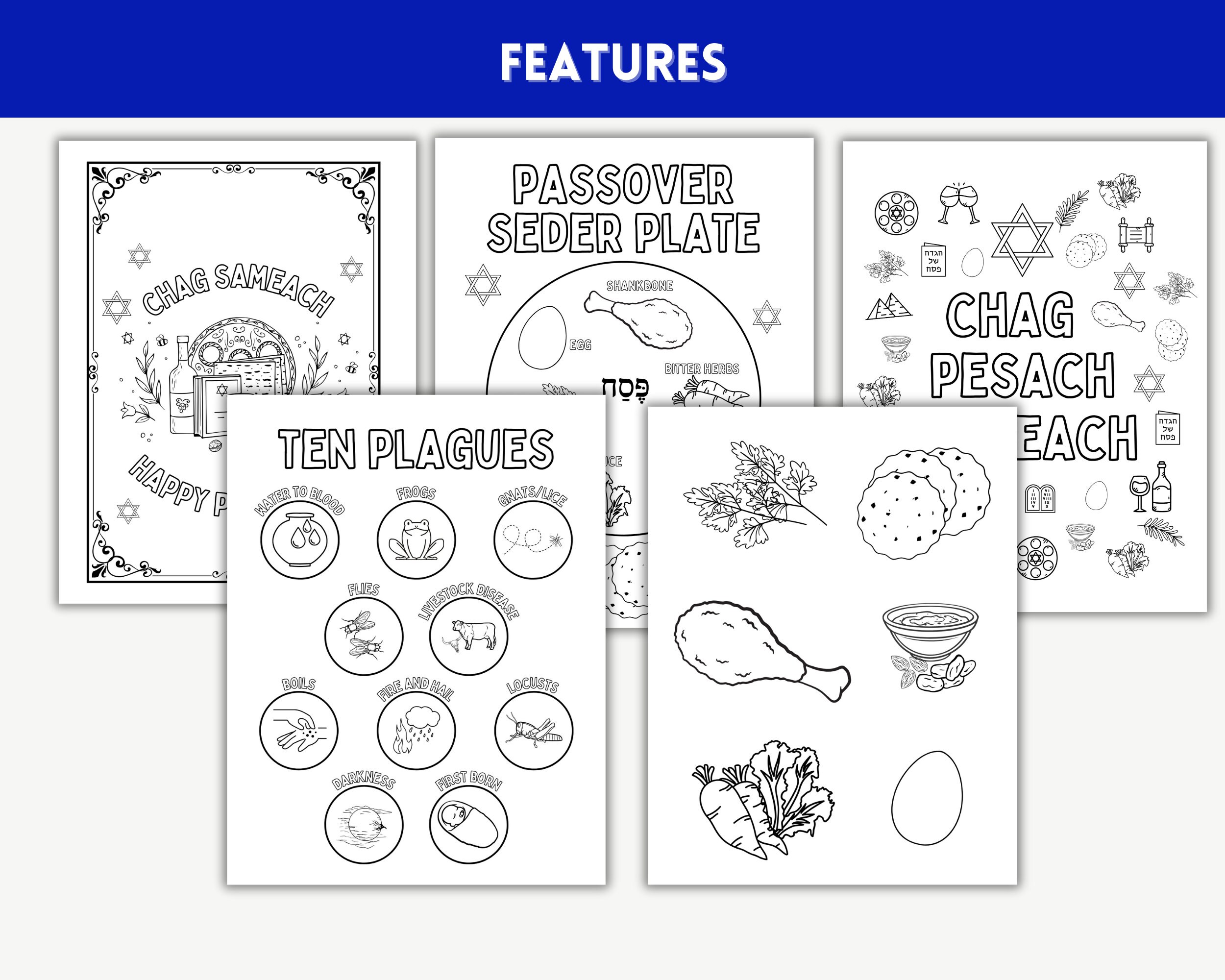 Passover Coloring Pages, Seder Coloring Sheets, Activity Sheets ...