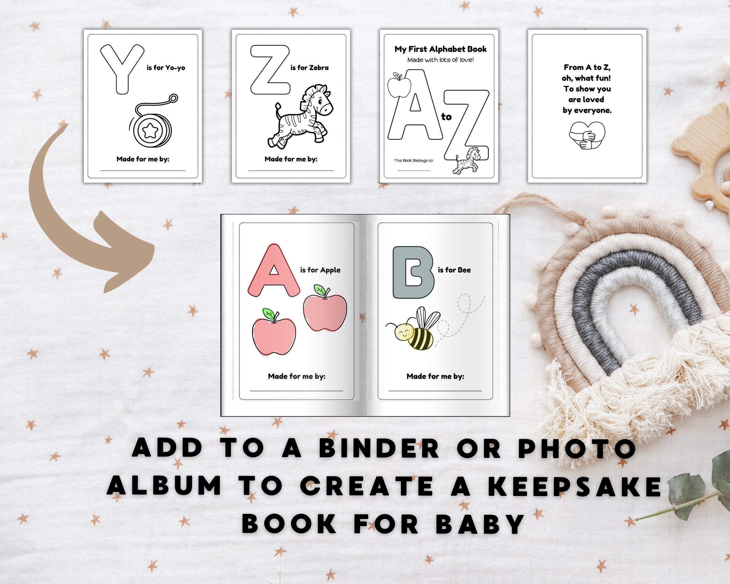 Baby Shower Coloring Book, Baby First ABC Book, Baby Shower Alphabet ...