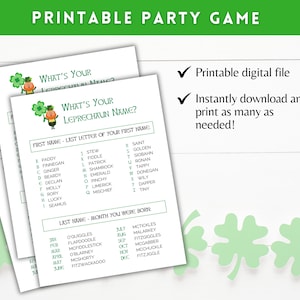 Leprechaun Name Game Printable, Whats Your Leprechaun Name St Patricks ...