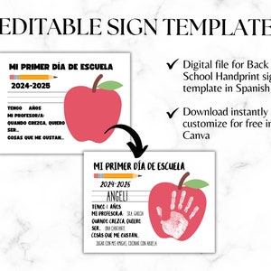 Back to School Sign Spanish Template, Handprint Art, Preschool Sign ...