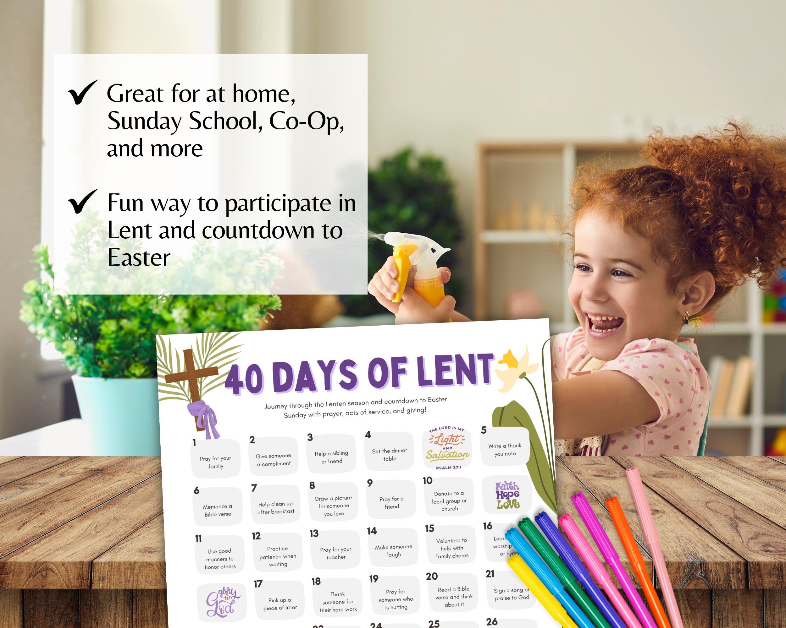 Kids Lent Calendar, 40-day Countdown Calendar, Lenten Sunday School ...