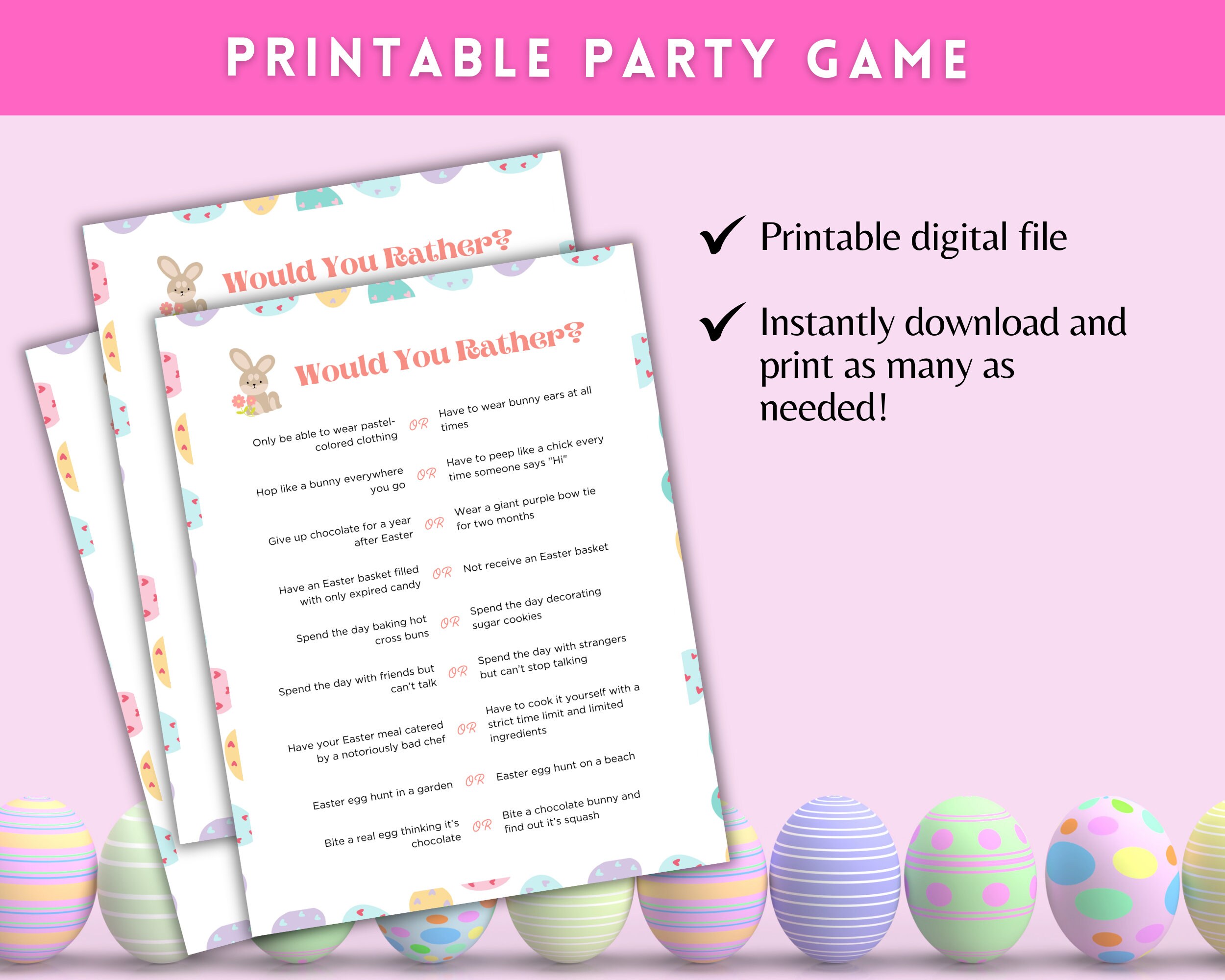 Would You Rather Easter Game Printable, This or That Easter Game for ...