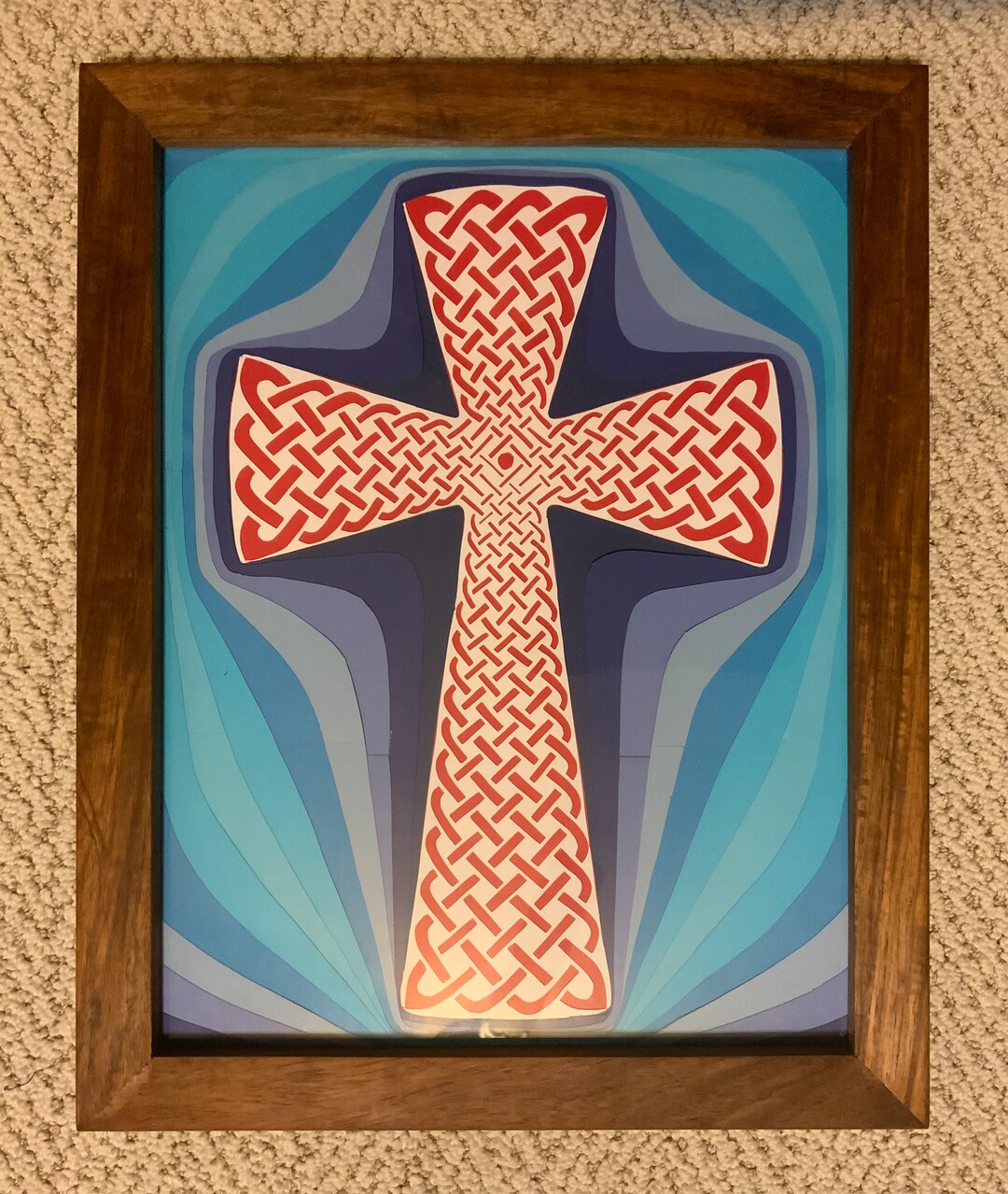 The Crimson Cross- Large Geometric Papercut With Custom Wood Frame - Etsy