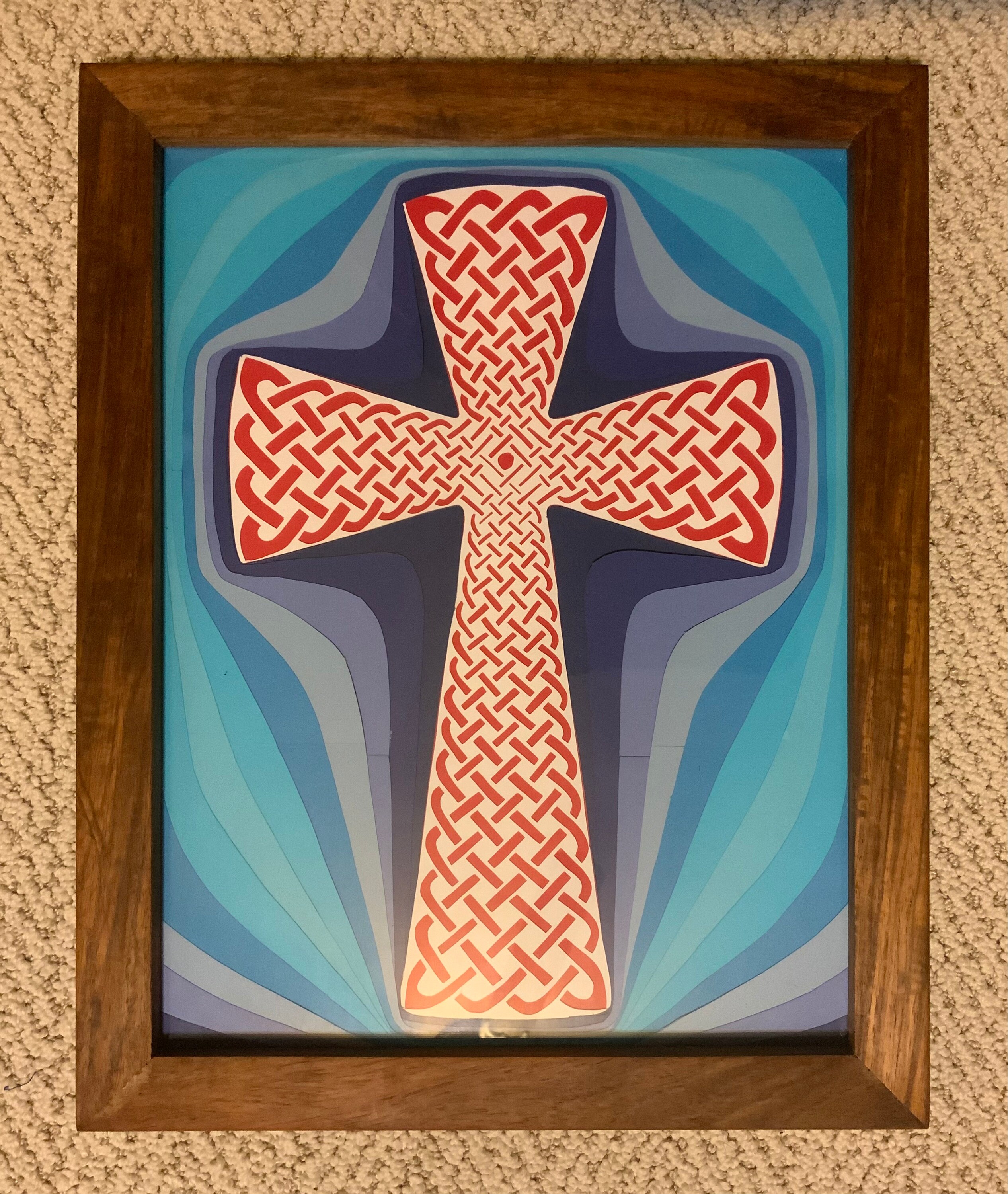 The Crimson Cross- Large Geometric Papercut With Custom Wood Frame - Etsy