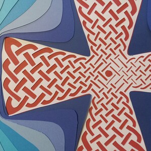 The Crimson Cross- Large Geometric Papercut With Custom Wood Frame - Etsy