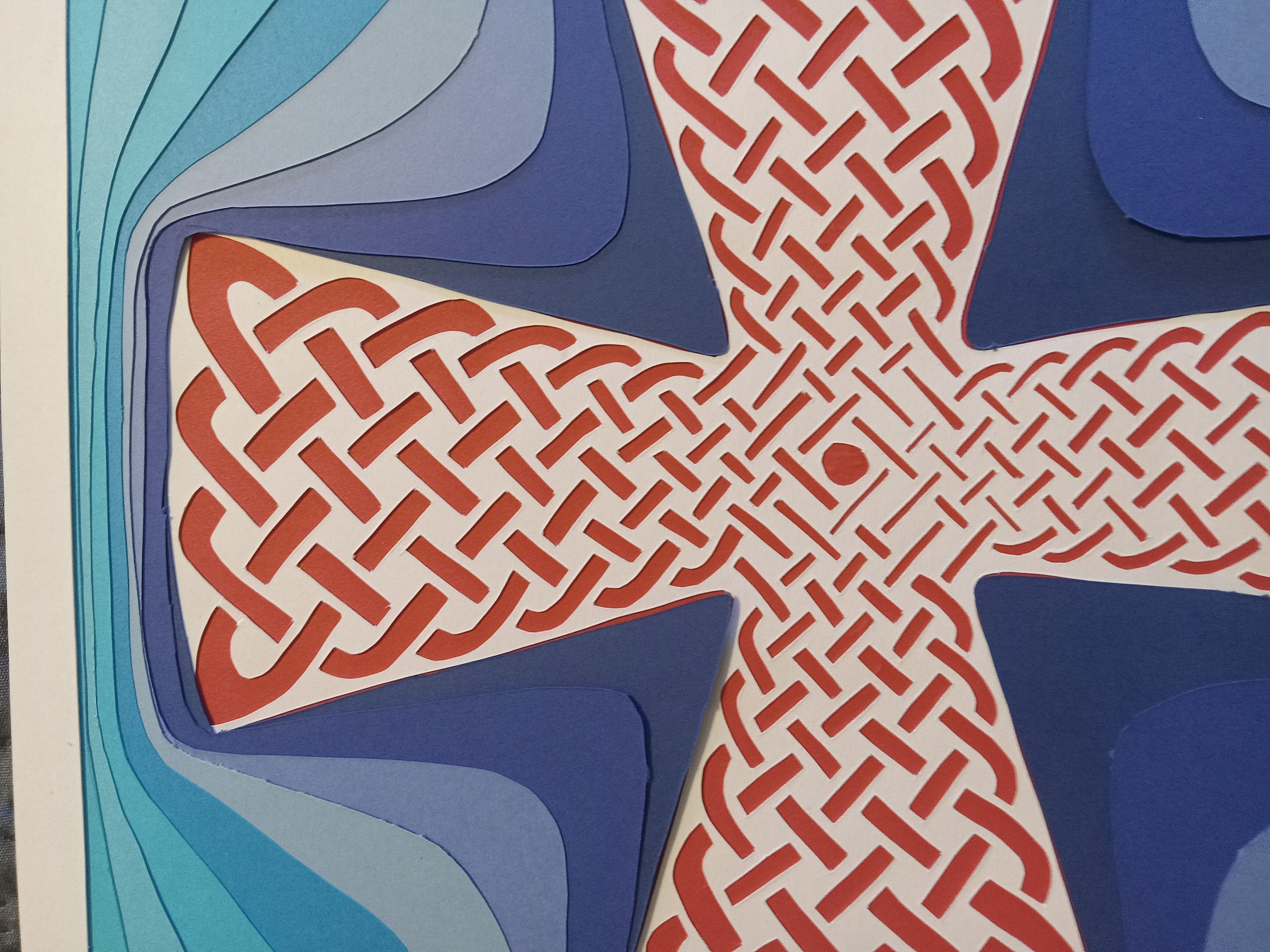 The Crimson Cross- Large Geometric Papercut With Custom Wood Frame - Etsy