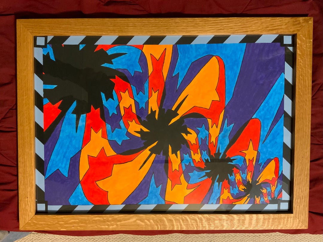 Tessellations 16: Large Geometric Painting With Custom White Oak Frame ...