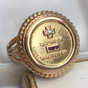 Rare Alphonse Augis Diamond Ruby 18k 750 18 Carats Gold Ring Love Medal More Than Yesterday Less ...