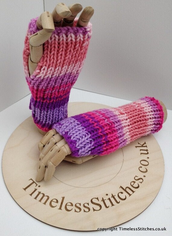 Vegan Friendly Fingerless Mittens Bright Colours Timeless | Etsy