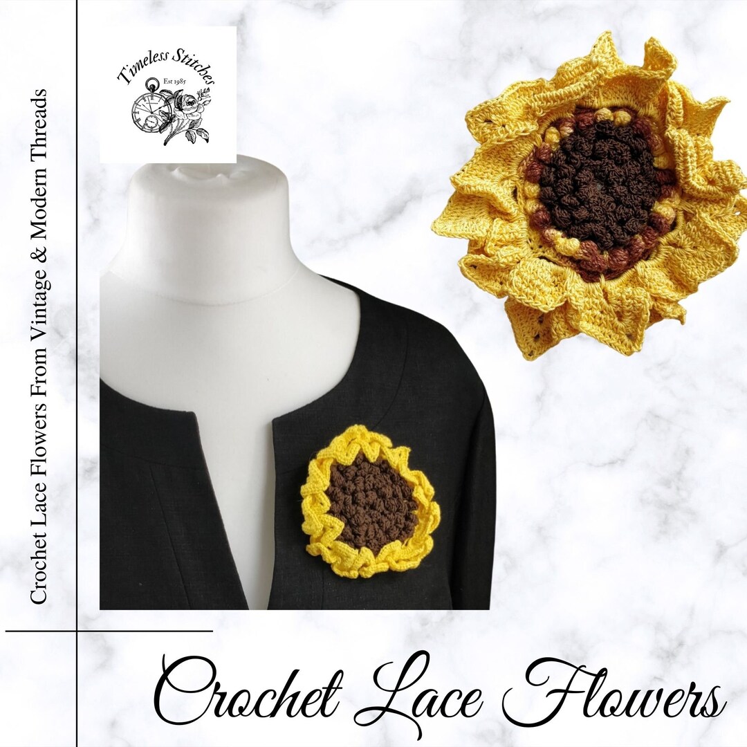 Sunflower Crochet Lace Jewellery, Crochet Flowers, Vintage Thread ...