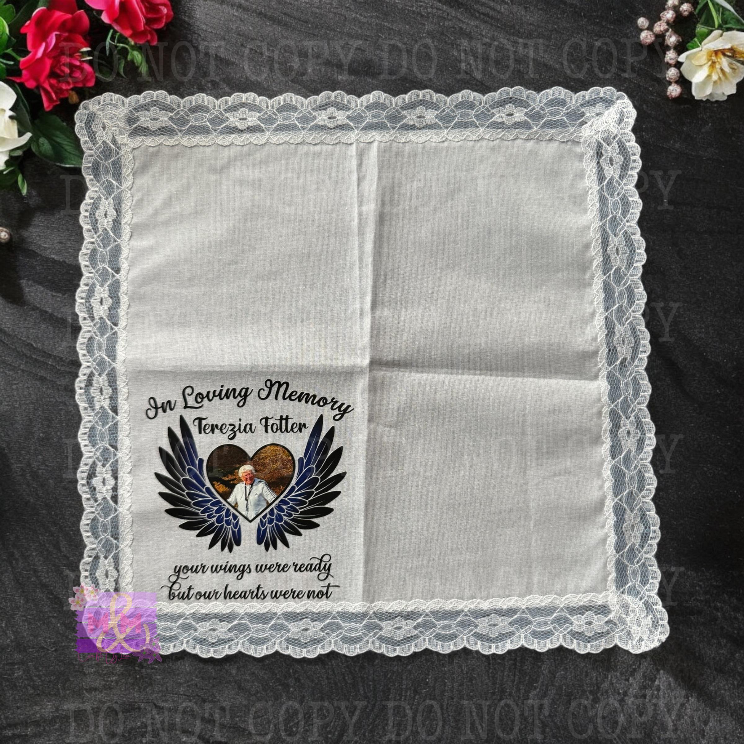 Custom Memorial Handkerchief | Personalized Name, Photo, Wing Color ...