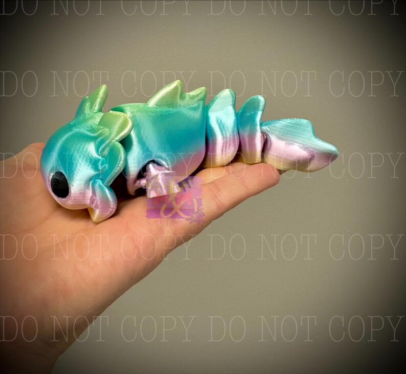 3D Printed Rainbow Articulated Axolotl Tadpole | Colorful Poseable ...