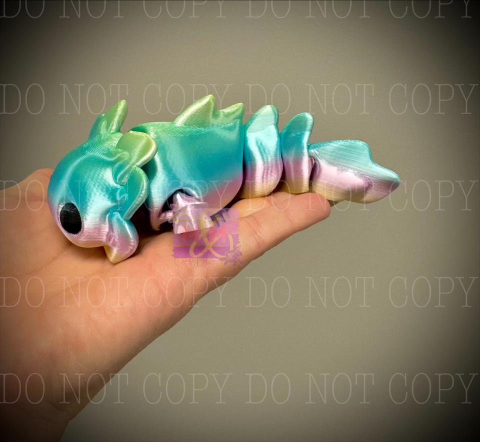 3D Printed Rainbow Articulated Axolotl Tadpole | Colorful Poseable ...