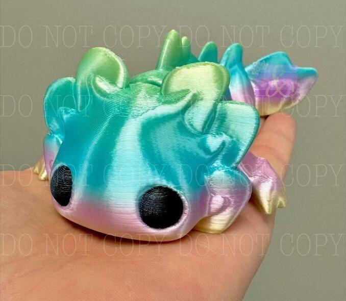3D Printed Rainbow Articulated Axolotl Tadpole | Colorful Poseable ...