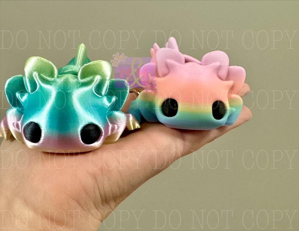 3D Printed Rainbow Articulated Axolotl Tadpole | Colorful Poseable ...
