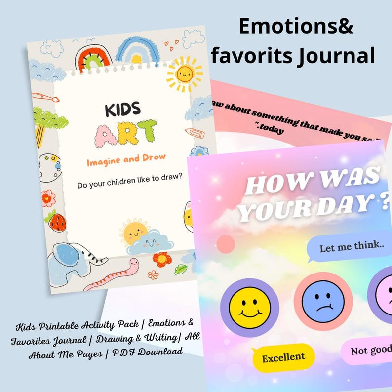 Kids Printable Activity Pack Emotions and Favorites Journal Pdf ...