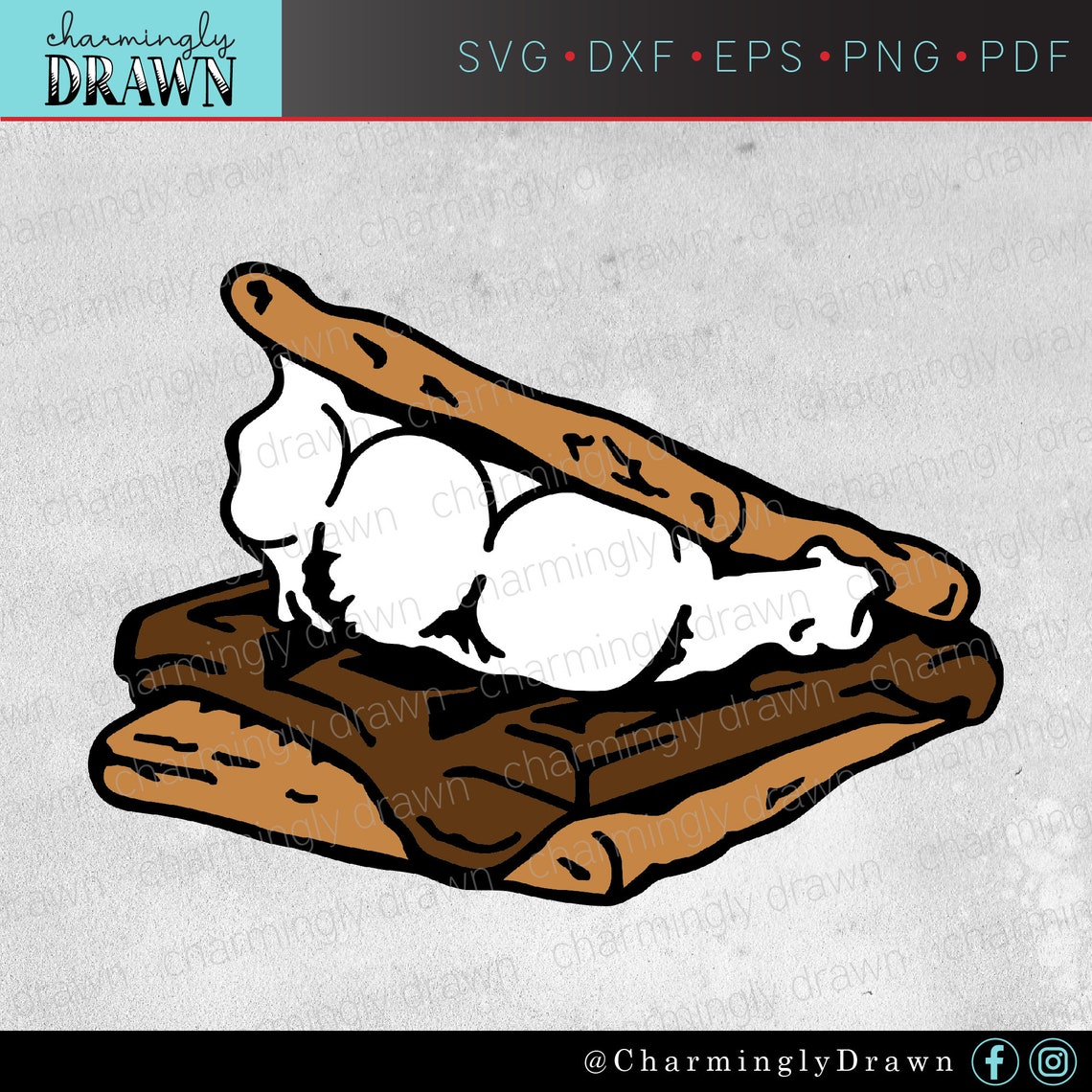 S'mores SVG Chocolate Graham Cracker Marshmallow S'mores Bar Campfire ...