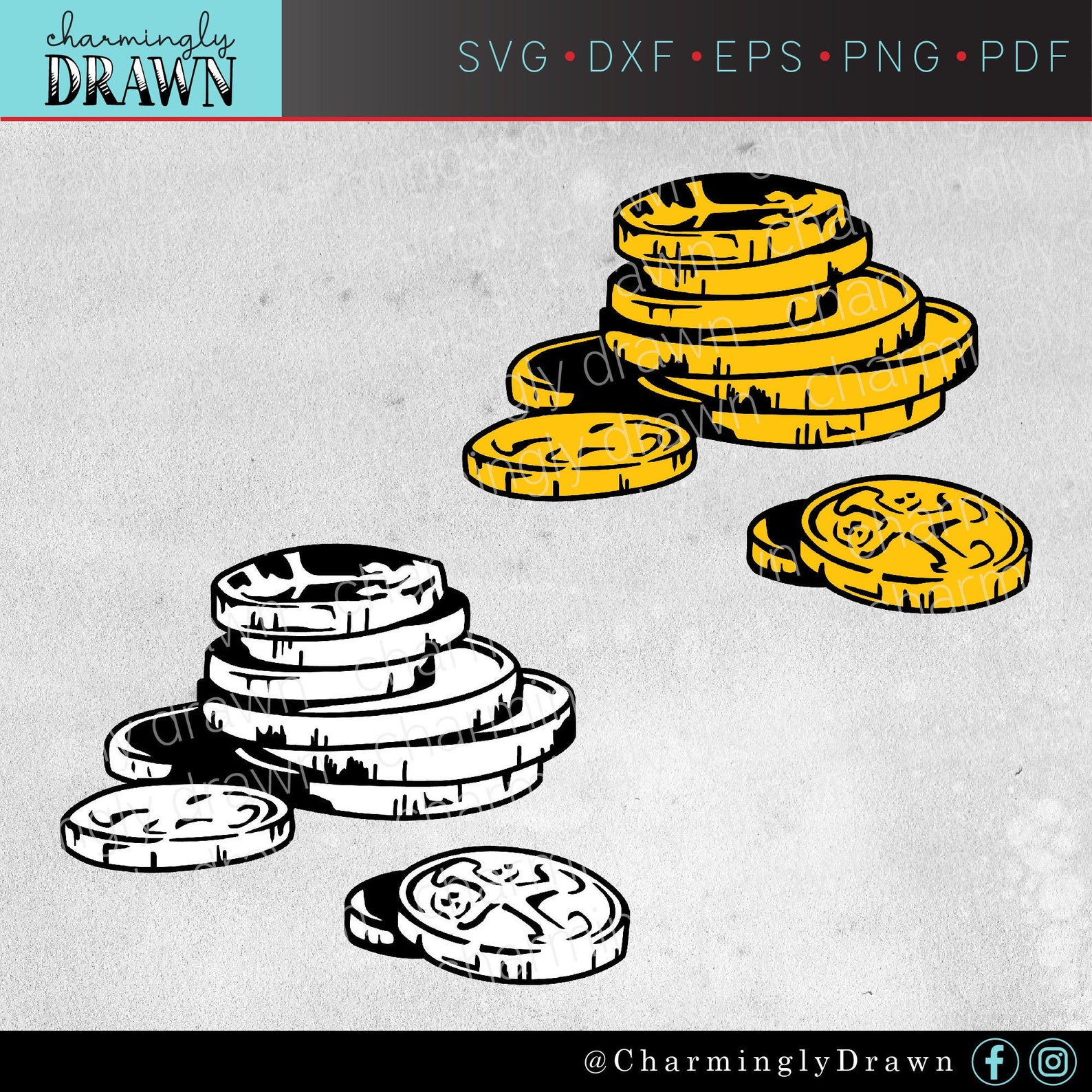 Pirate Gold Coin SVG Pirate SVG for Treasure Hunt Map Gold Coin Stack ...