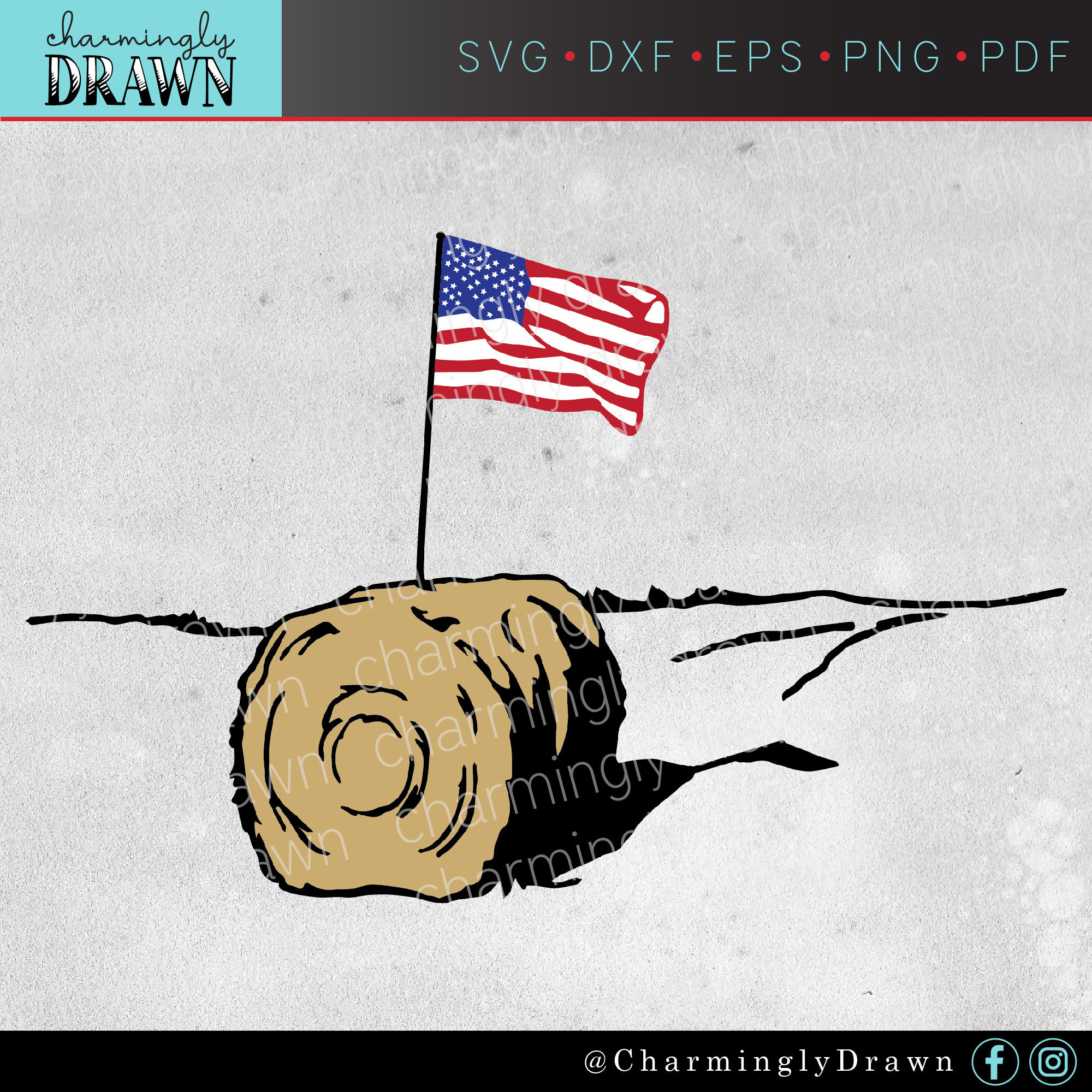 Hay Bale SVG With American Flag USA Flag SVG Patriotic Farm red White ...