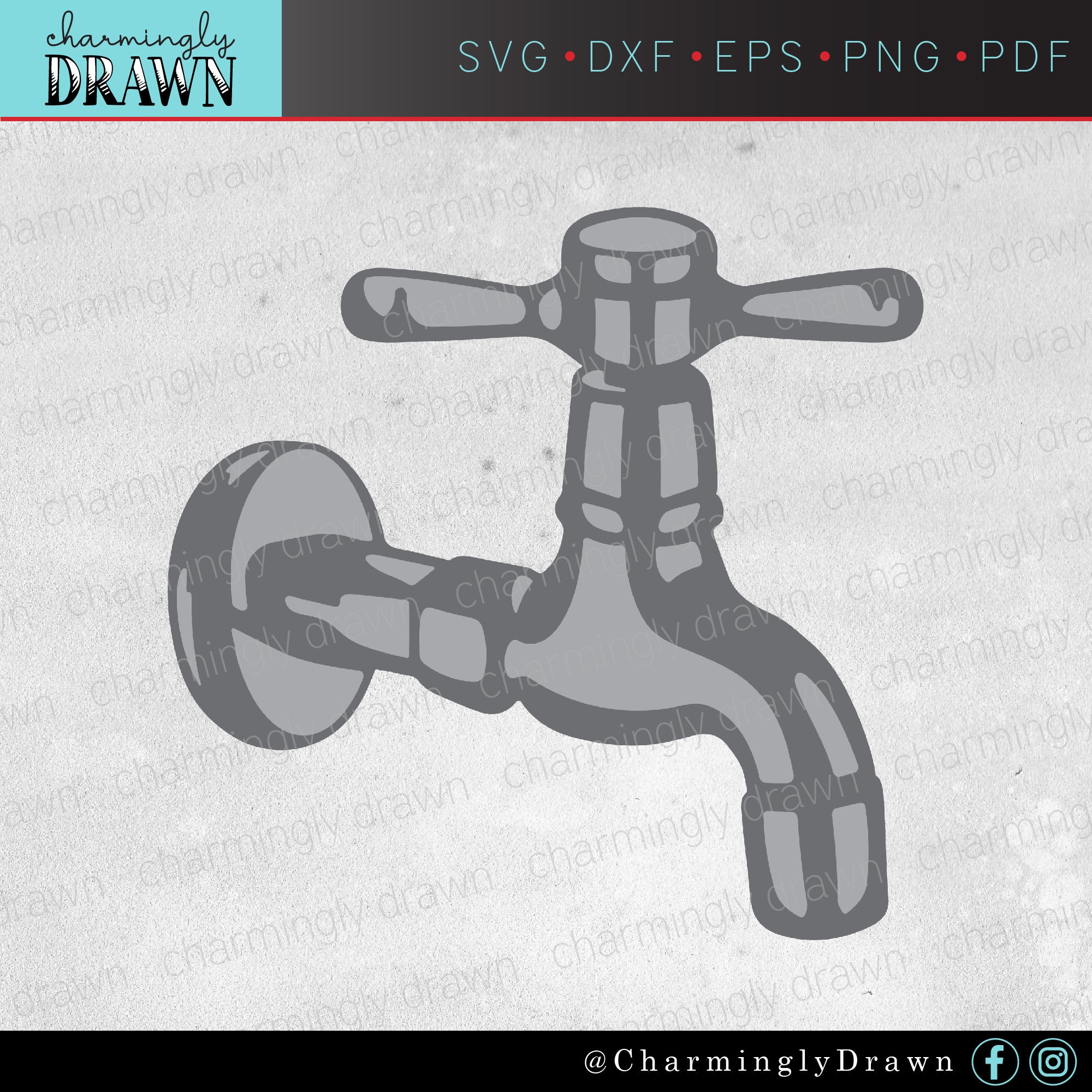 Water Faucet SVG Spigot SVG Water Outlet SVG Cut Files for Cricut or ...