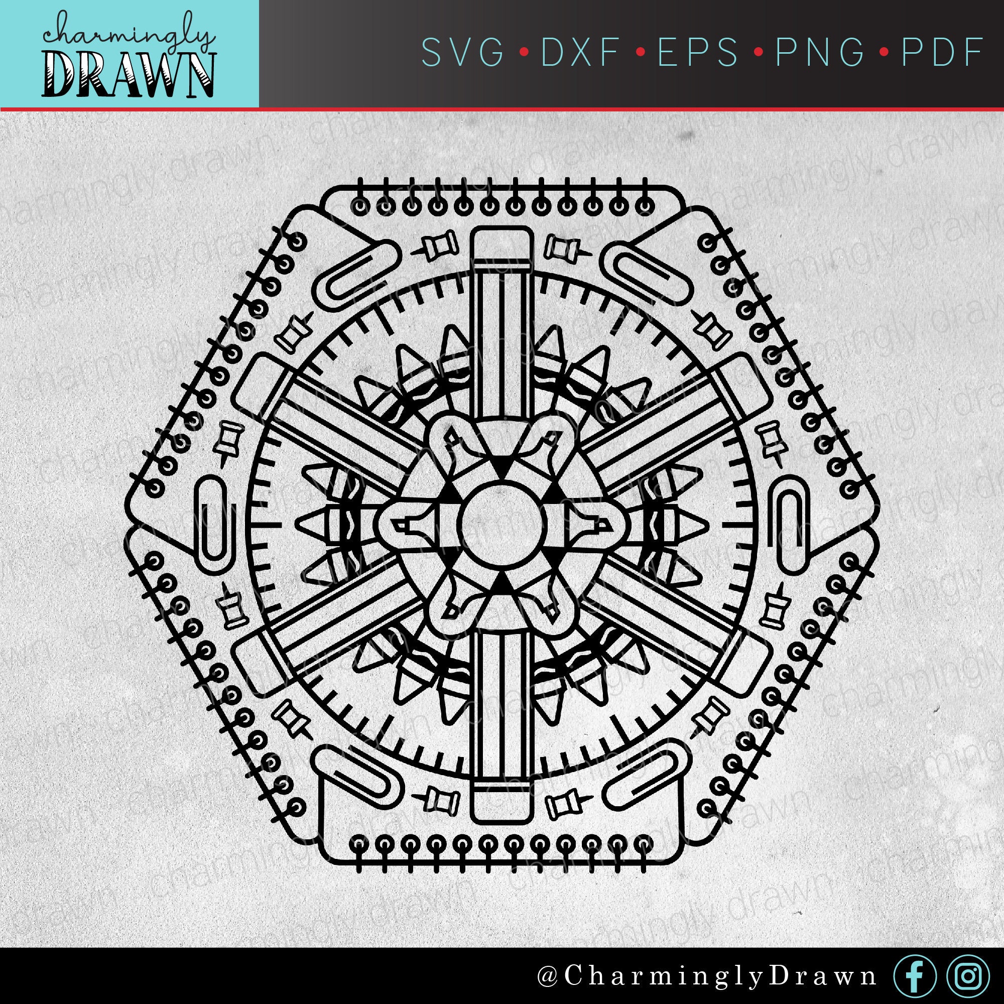 School Supply Mandala SVG Teacher Mandala With School Supplies Back to ...