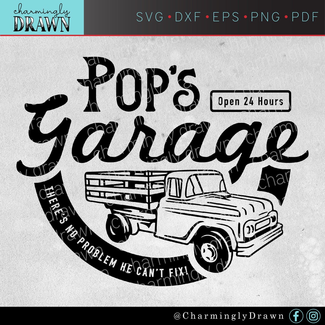 Pop's Garage SVG Pops' Garage SVG Regalo del Día del Padre Garage Sign ...