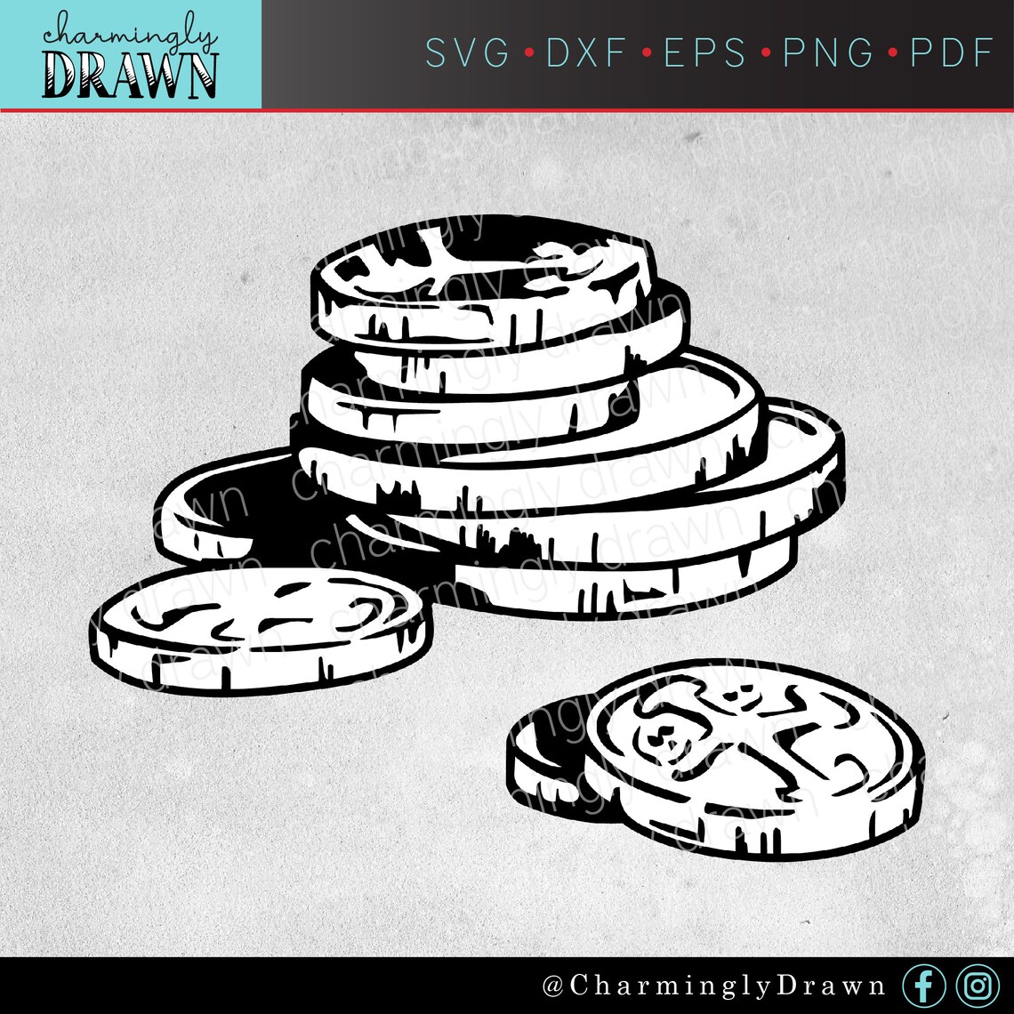 Pirate Gold Coin SVG Pirate SVG for Treasure Hunt Map Gold Coin Stack ...