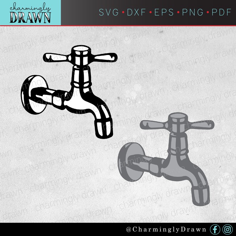 Water Faucet SVG Spigot SVG Water Outlet SVG Cut Files for Cricut or ...