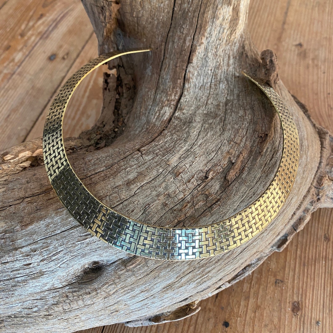 Gold Tribal Metallic Choker - Solid Brass Choker - Cuff Necklace ...