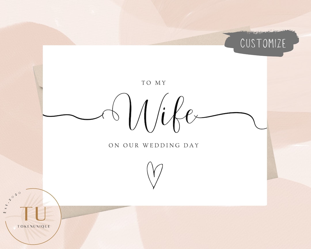 Wife Wedding Card Bride on Wedding Day Card Personalised - Etsy