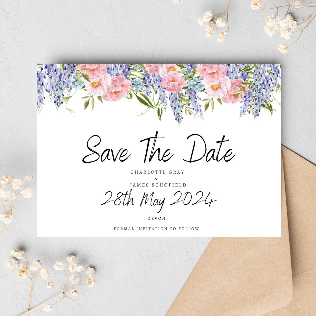 Pastel Floral Save the Date Cards - Save Our Date Cards - Wedding ...