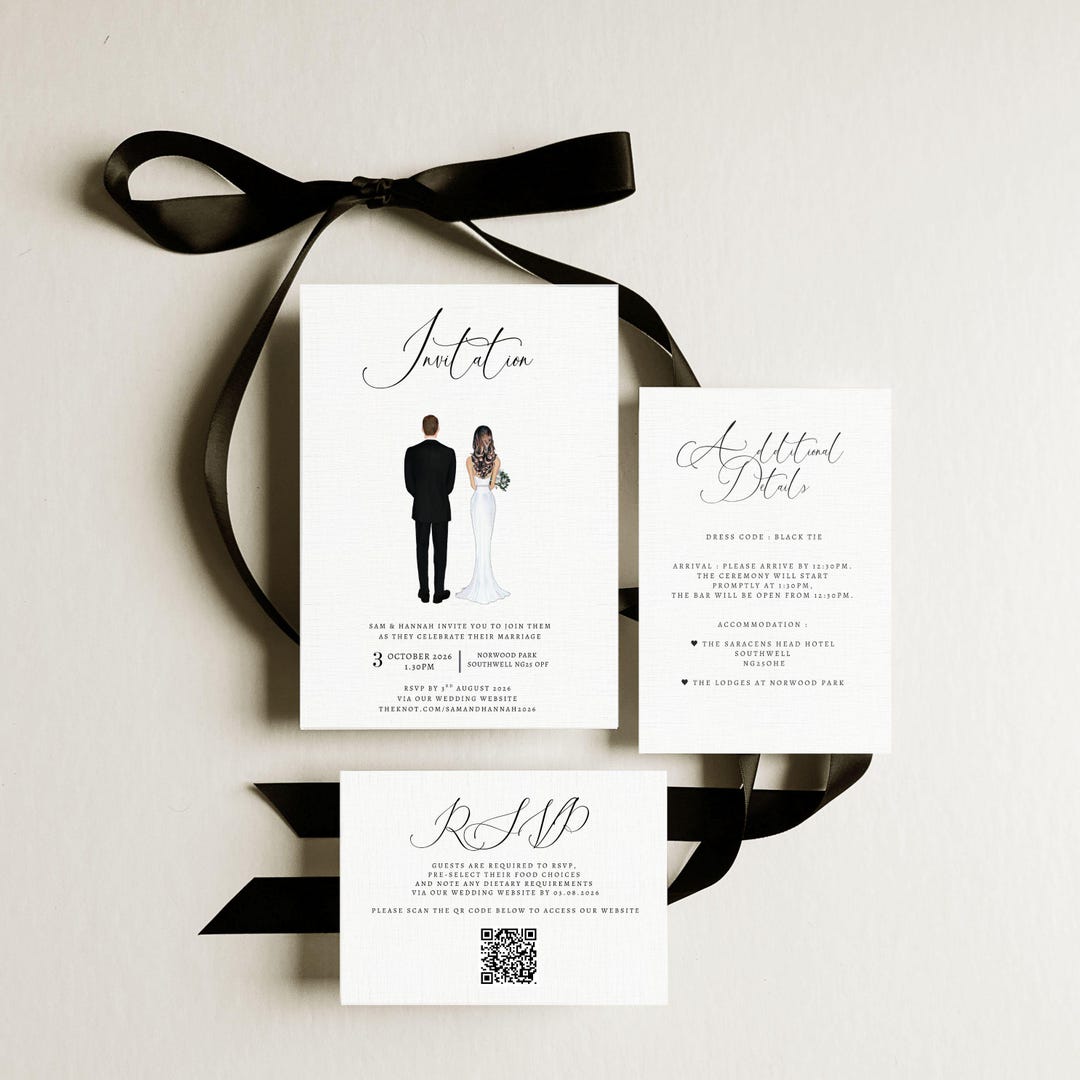 Custom Couple Portrait Wedding Invitations: Minimalist Modern Design - Etsy