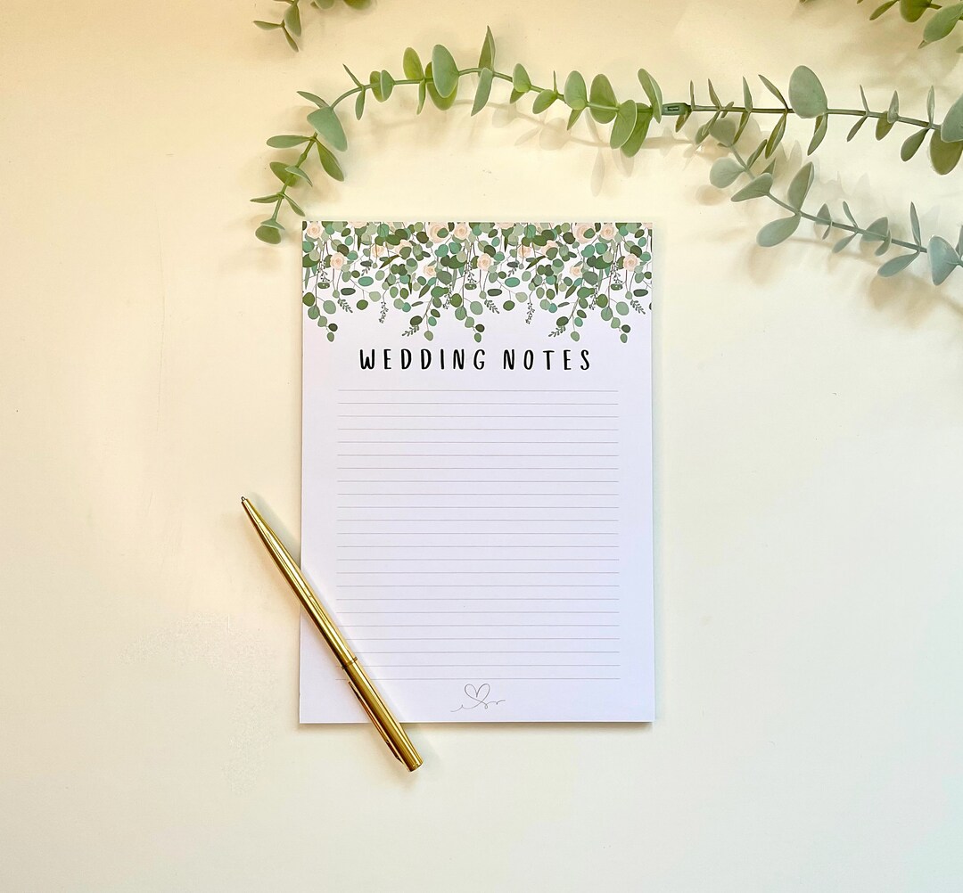 Wedding Notes Desk Pad Wedding Notepad, Eucalyptus Design Notepad ...