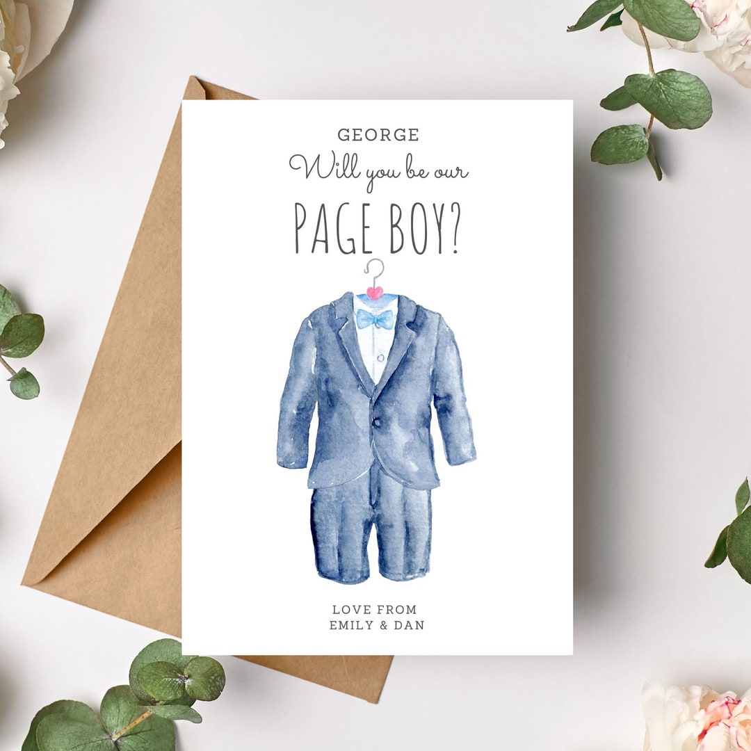 Page Boy Proposal Card: Personalized Linen Wedding Card - Etsy UK