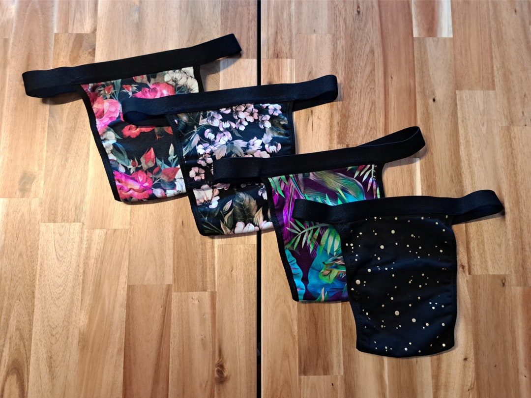 Transgender Tucking Thongs Gaff Underwear Mtf - Black Floral + More ...