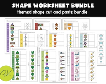 Cut and Paste Shape Worksheet - Etsy