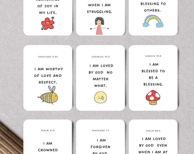Affirmation Cards With Bible Verses Bible Learning for Kids Memory ...
