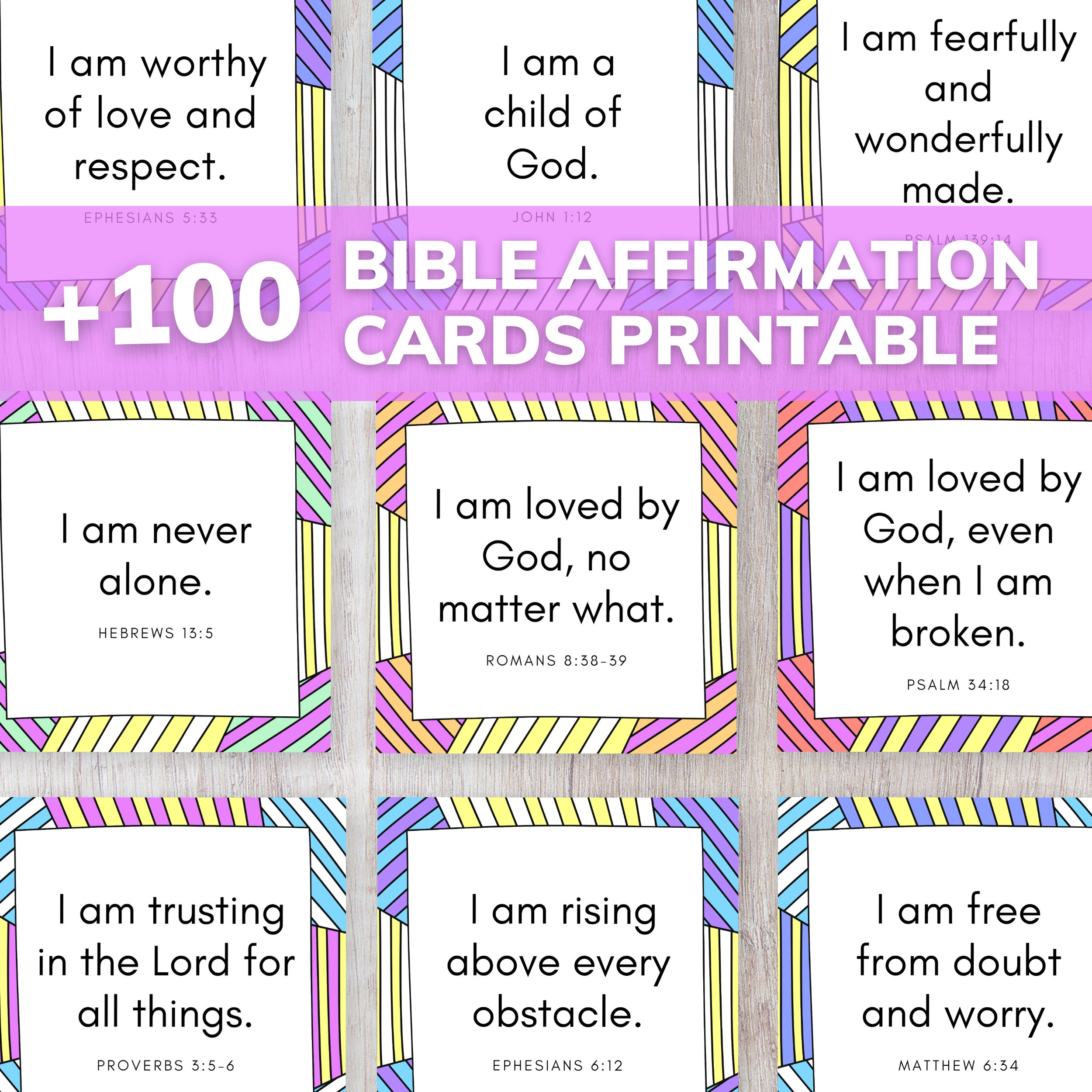 Bible Affirmation Cards Printable - Christian Affirmations - Printable ...